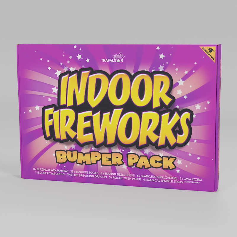 Indoor fireworks, 4th generation, bumper pack, eco-friendly packaging ...